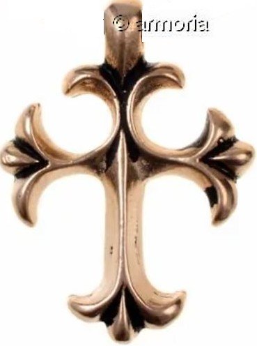 Pendentif médiéval Croix de Croisé en bronze